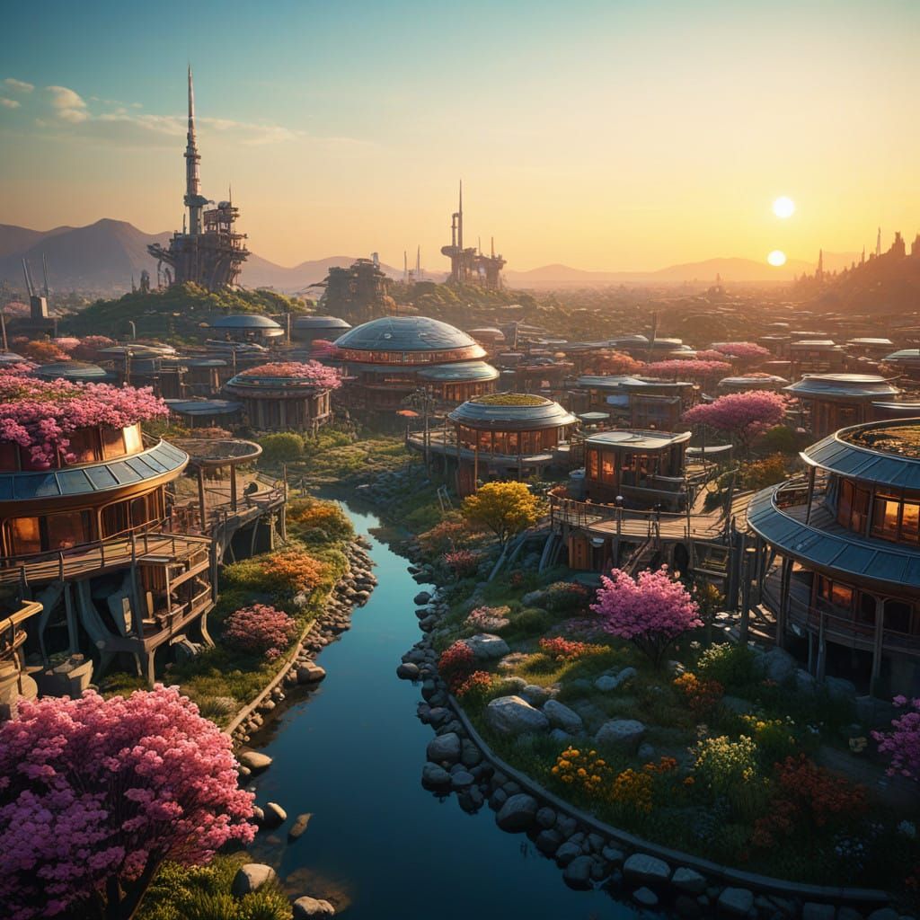 Solarpunk Metropolis in Harmony with Nature - AI Art