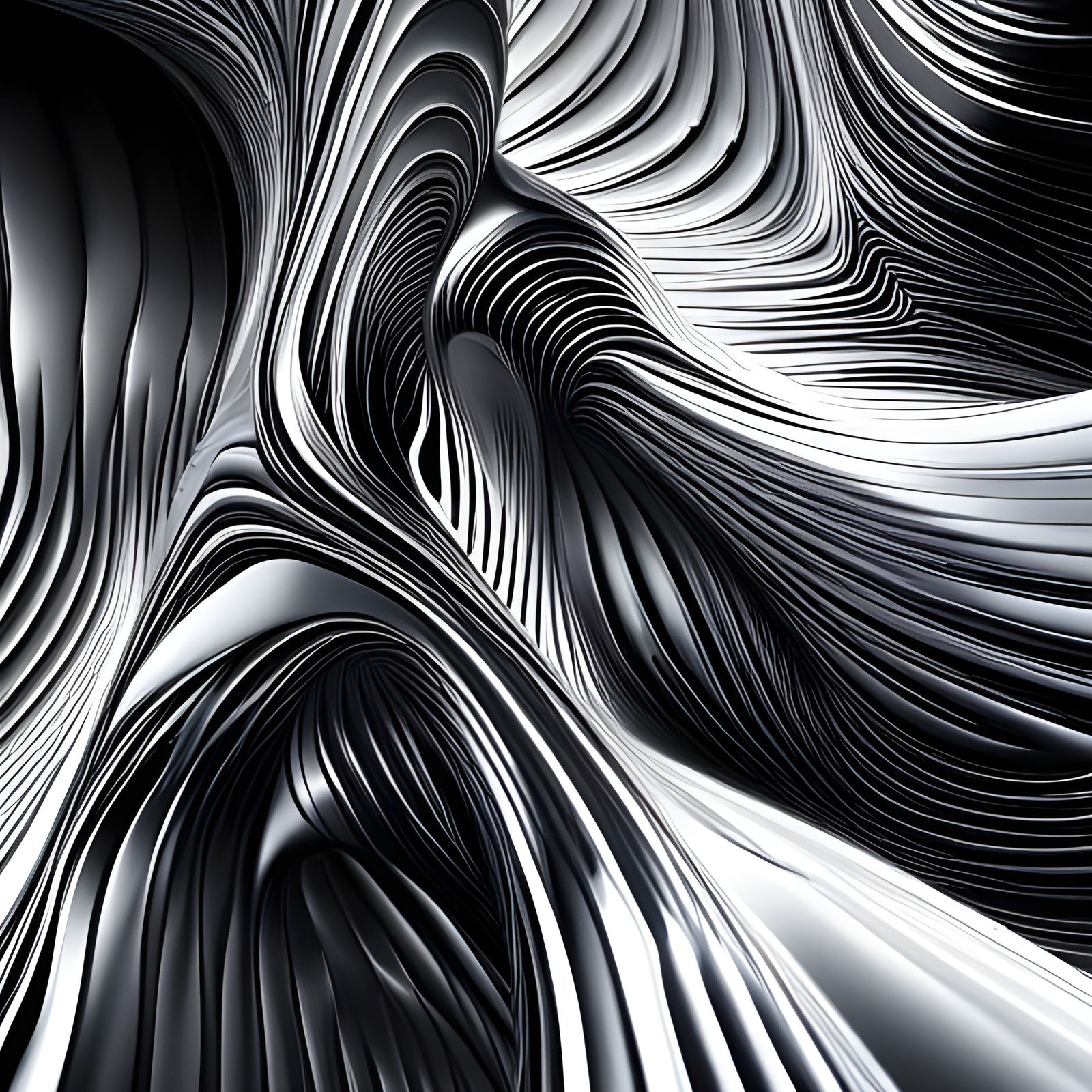 Dense black on chrome fractals, infinite detail - AI Generated Artwork ...