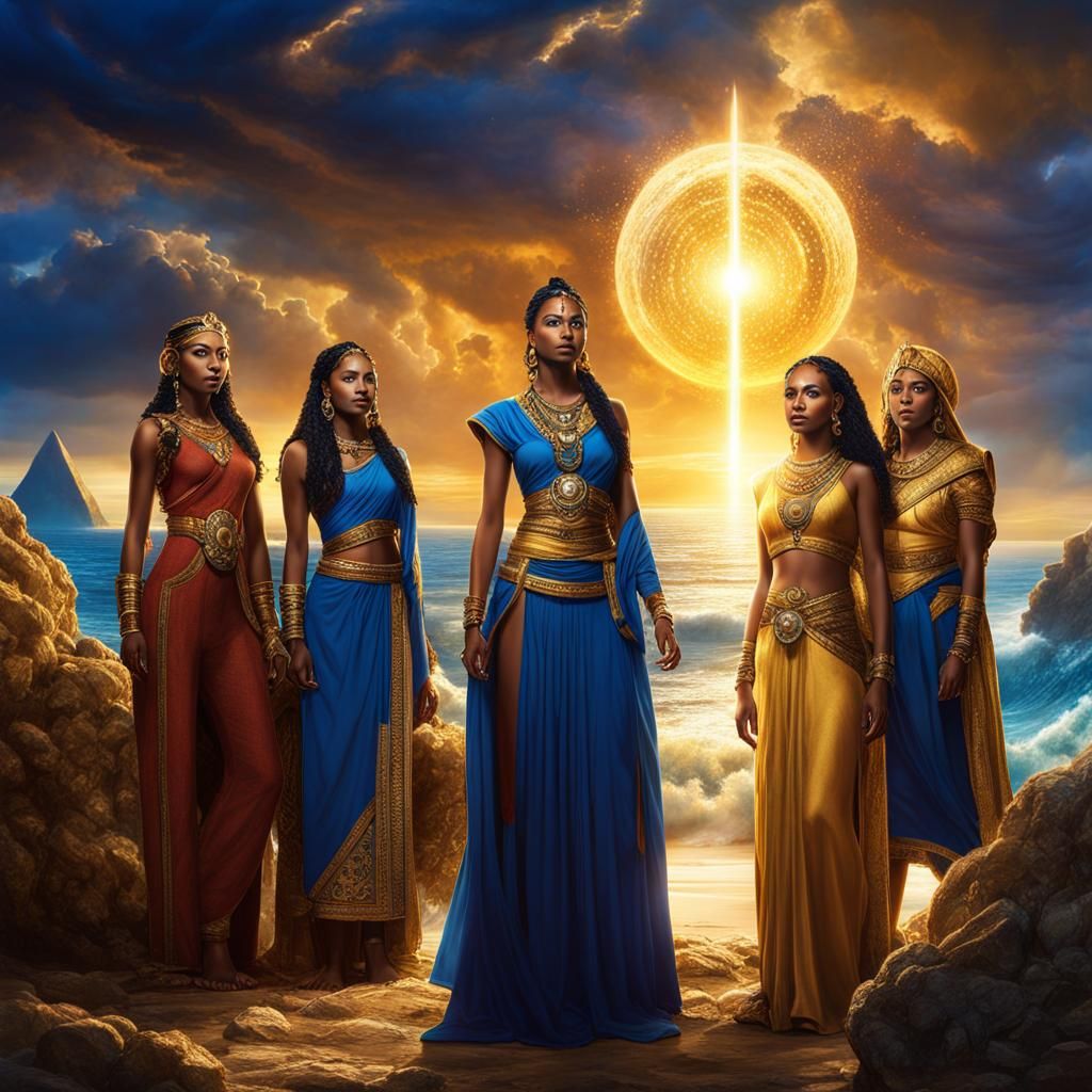 Portrait of Sirians; Vayla, Vensia, Senea, Soan, Siana, who are guides ...