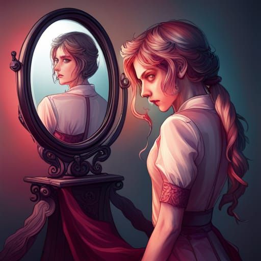 My evil reflection has trapped me in a mirror - AI Generated Artwork ...