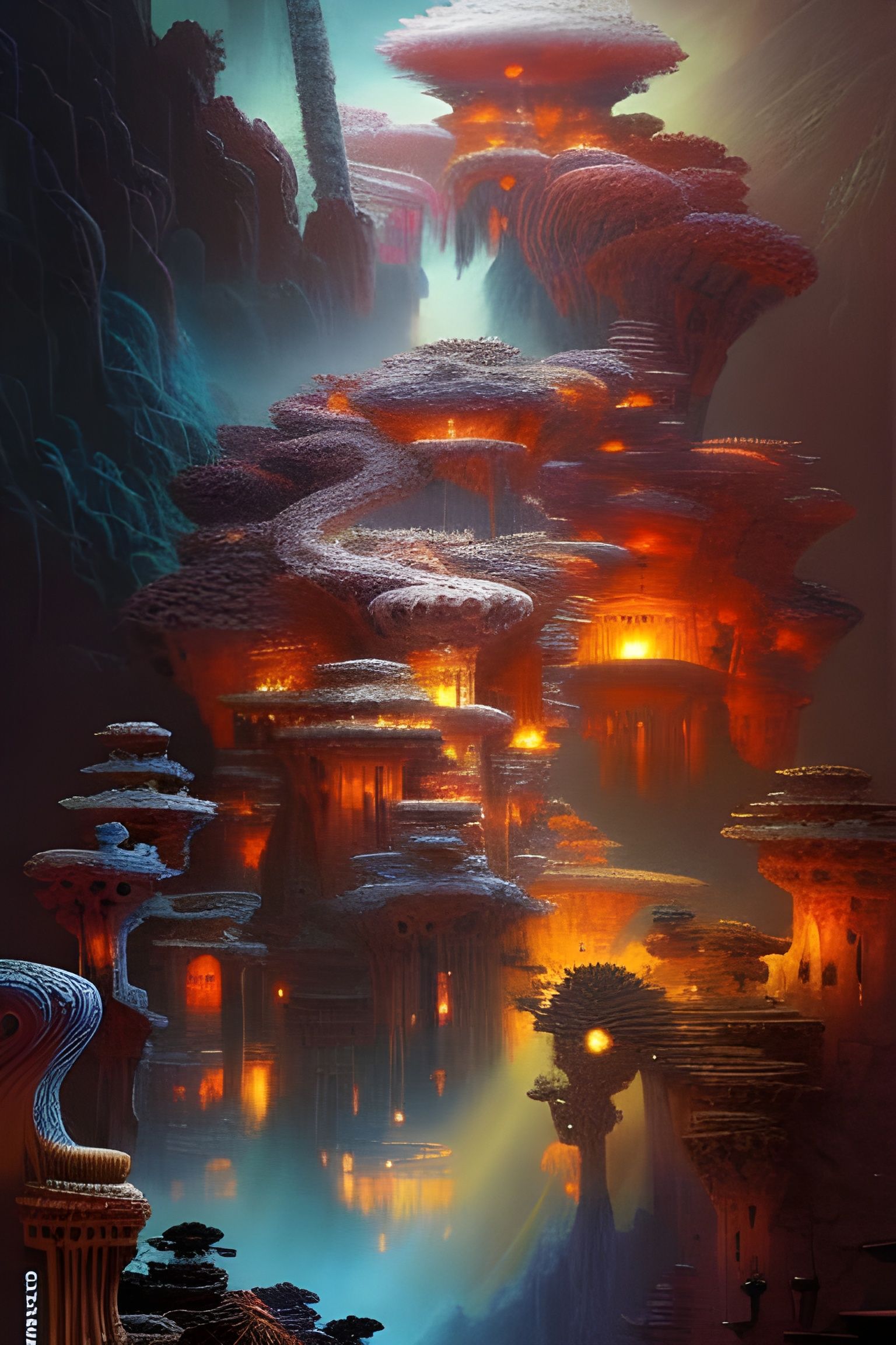 Create a magnificent Cave Wizard of Nicholas Roerich. Dungeons, Rocky ...