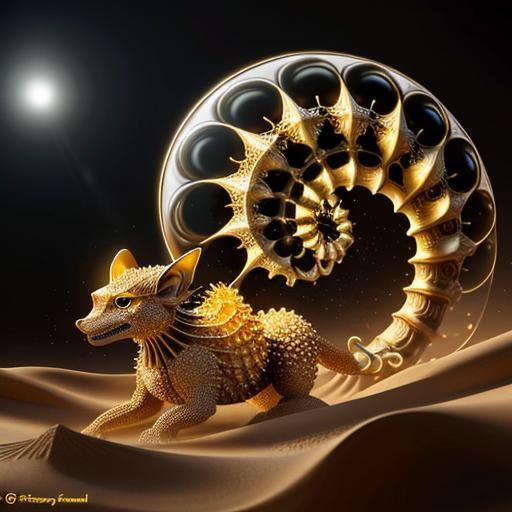 Sand creature dissolving into a swirl of transparent sand, fantasy ...