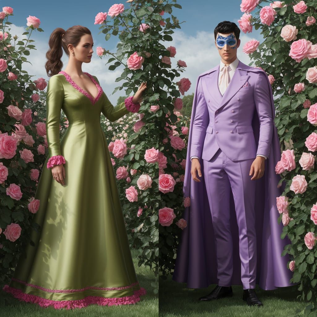 The image is of (a man) and (a woman) standing in different sections of ...