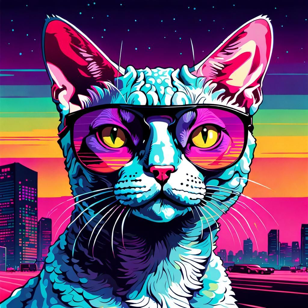 Vaporwave cat - AI Generated Artwork - NightCafe Creator