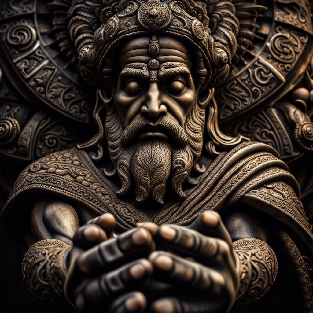 A god holds a multiverce between his hands intricate details, HDR ...