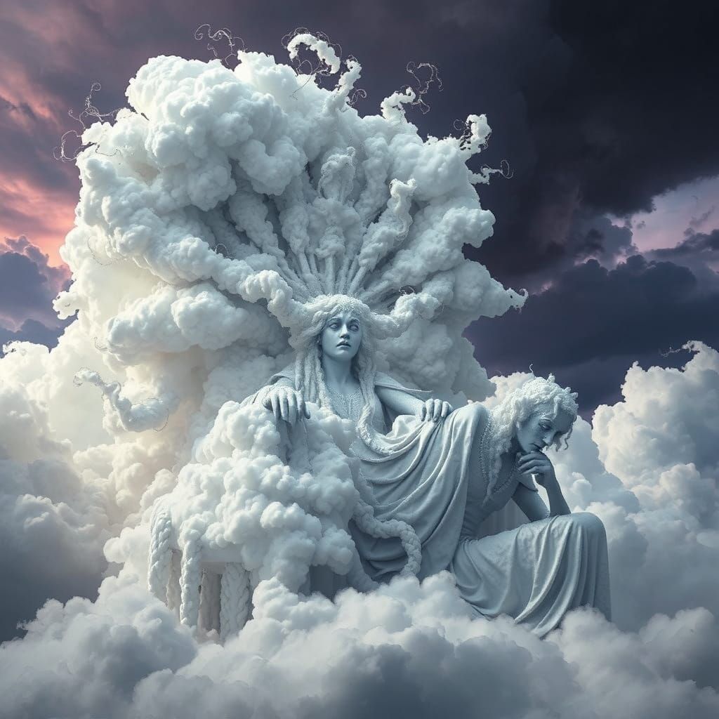 Majestic Cloud Throne of the Weeping Cloud King - AI Art
