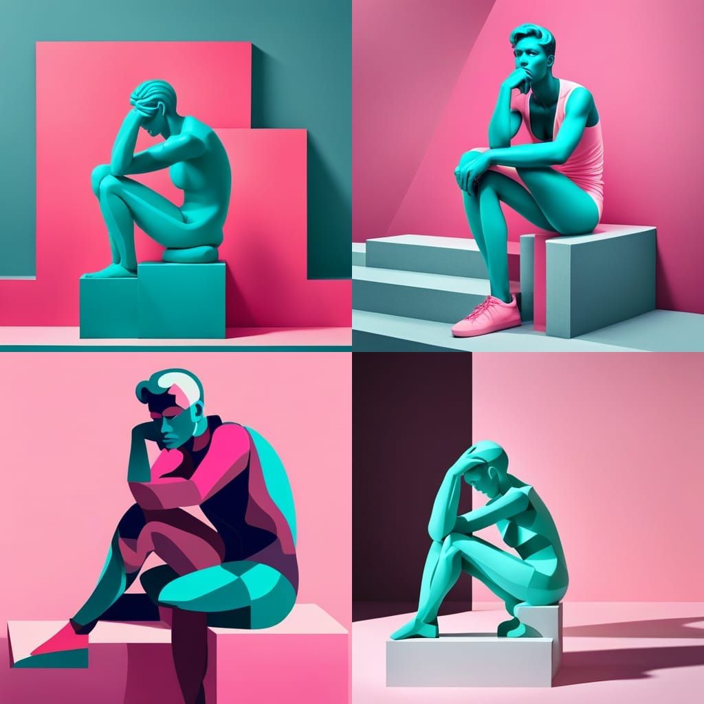 figurative minimalism of the thinker! airy Baroque scenes, flat color ...