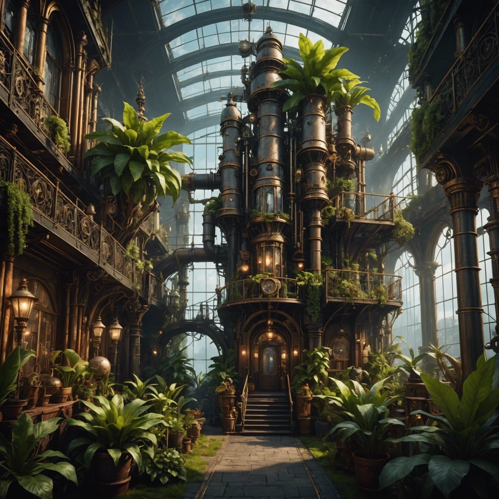 Steampunk Plants - AI Generated Artwork - NightCafe Creator