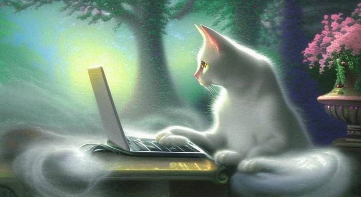 Cat accessing the internet - AI Generated Artwork - NightCafe Creator