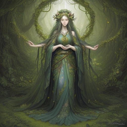 Plant Nymph - Mythical Plant Nymph in a Lush Forest