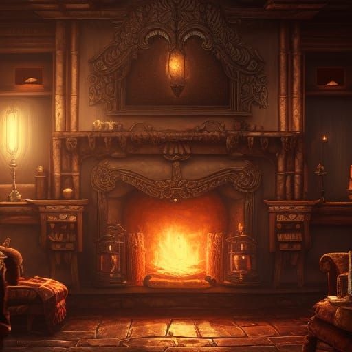 a nice inviting fireplace - AI Generated Artwork - NightCafe Creator