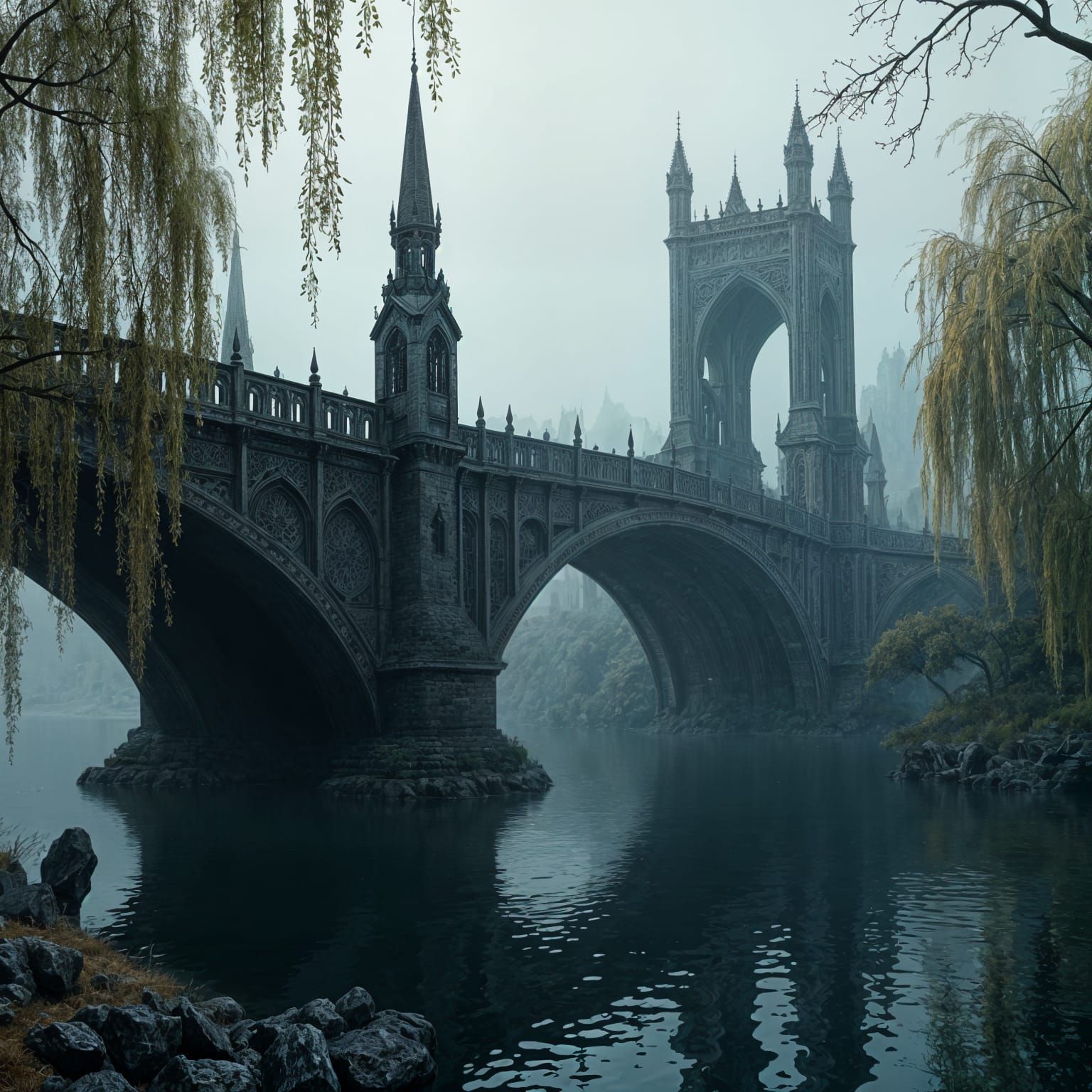 Gothic Bridge of Intricate Splendor - AI Art