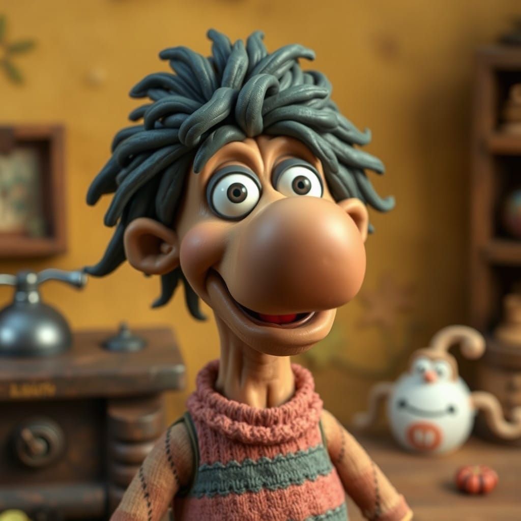 Whimsical Claymation Character in Earthy Stop-Moti... - AI Art