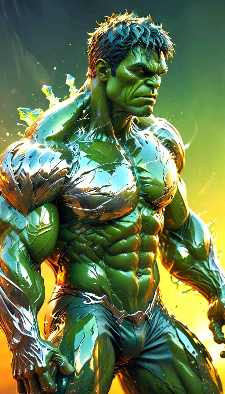 Chrome and Crystal Muscle Creature in Fantasy Styl... - AI Art