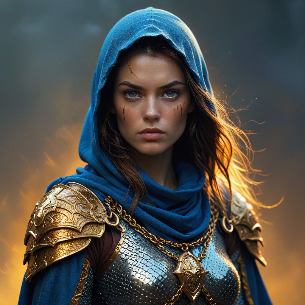 Vibrant Fantasy Portrait of a Human Female Fighter - AI Art