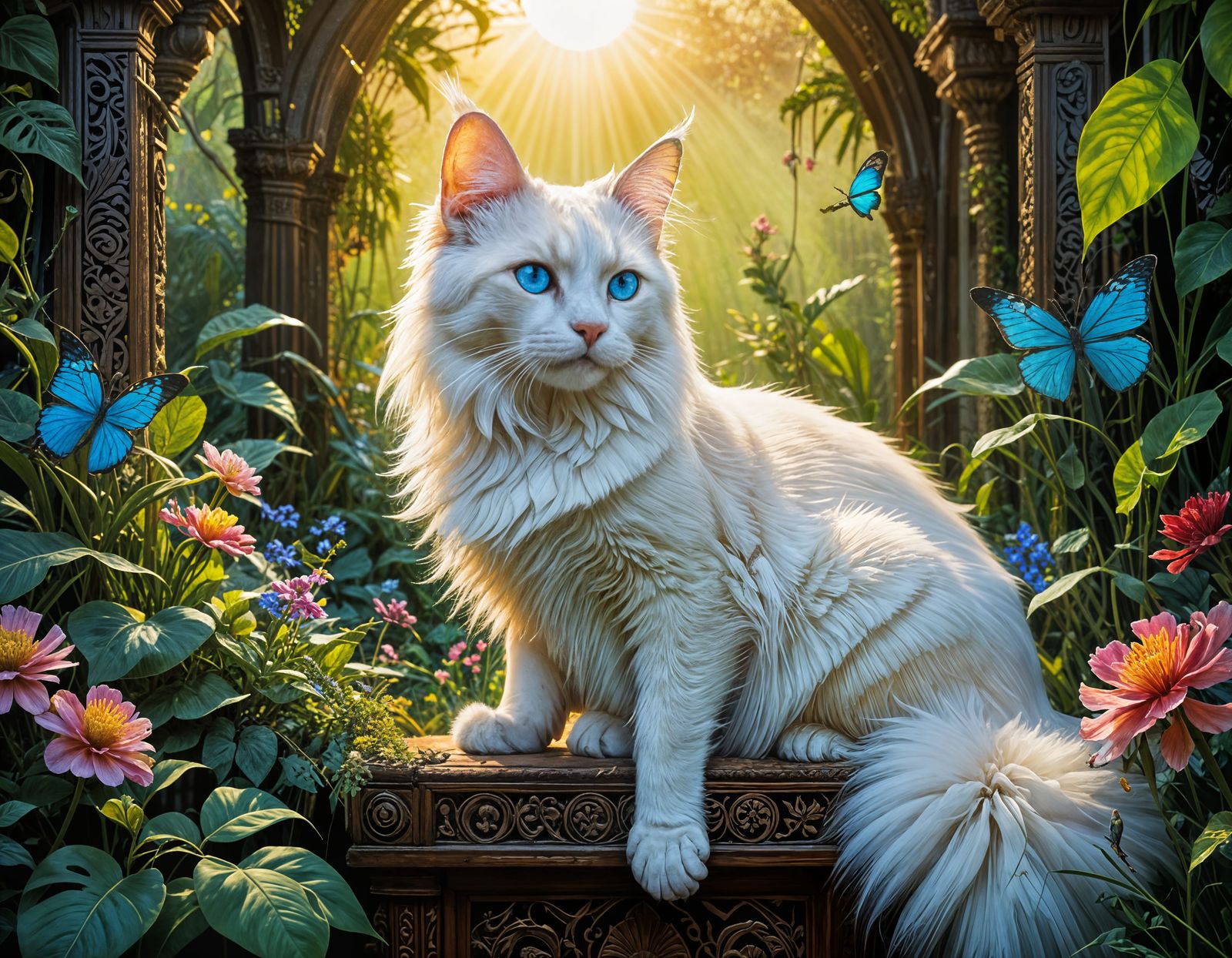 Wayan in the garden - Fluffy Balinese Cat Reigns in Vibrant ...