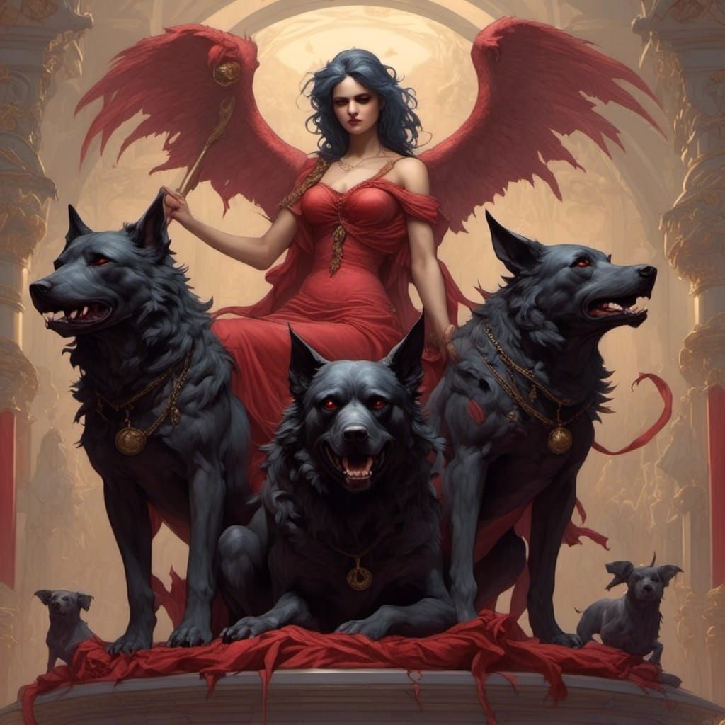 cerberus hell hound hades three headed helldog - AI Generated Artwork - NightCafe Creator