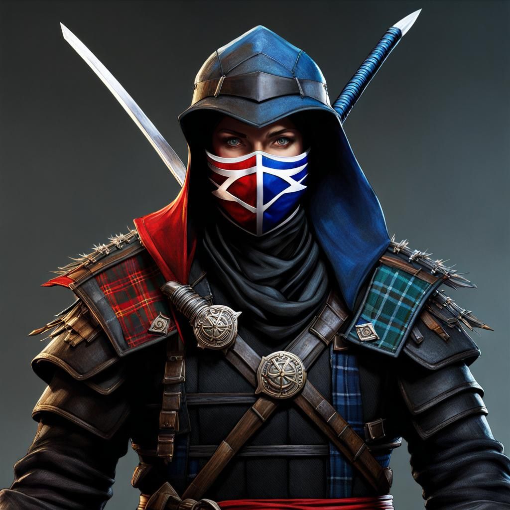 Scottish Ninja, Ninja themed on scottish culture, d&d character, dark ...