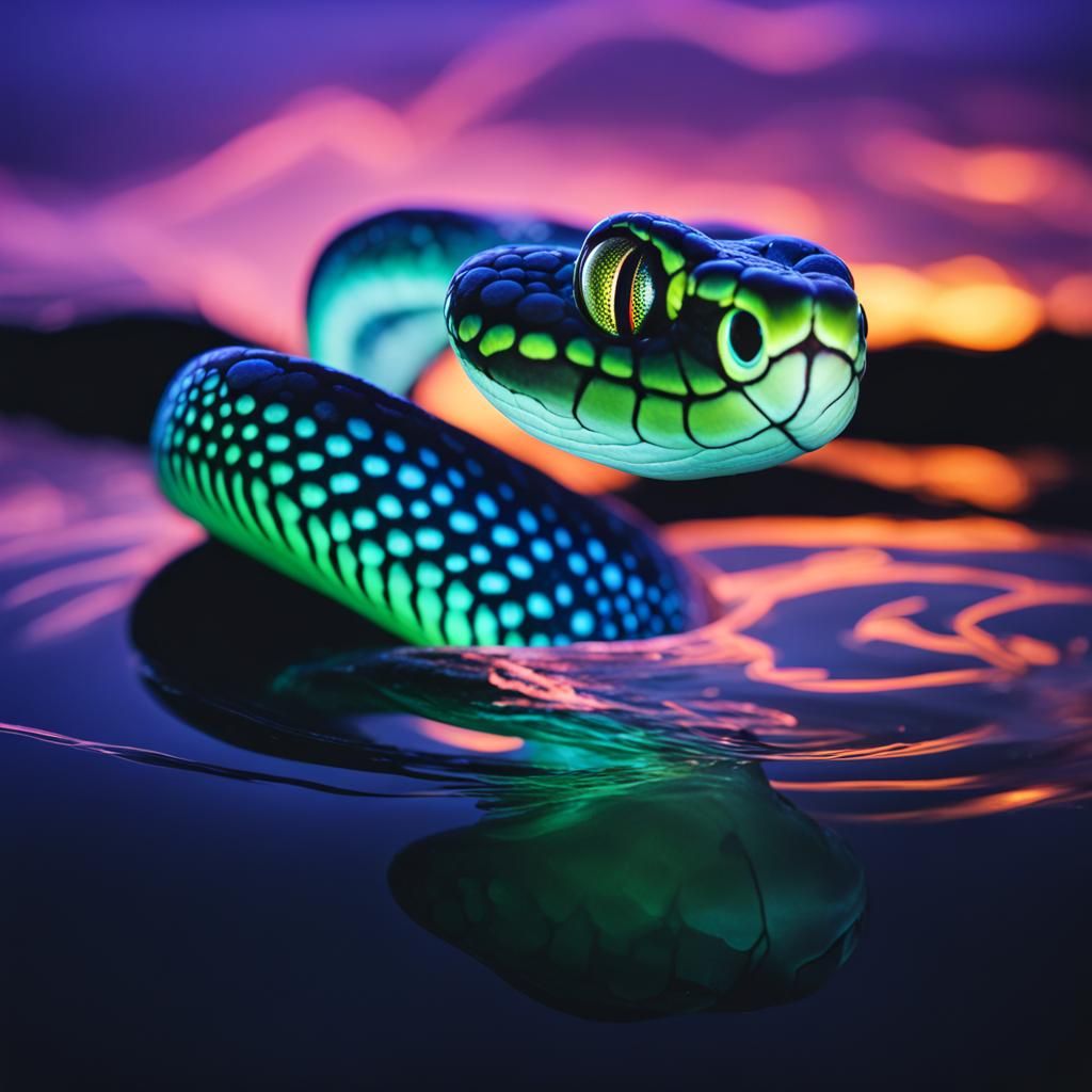beautiful snake in the water - AI Generated Artwork - NightCafe Creator