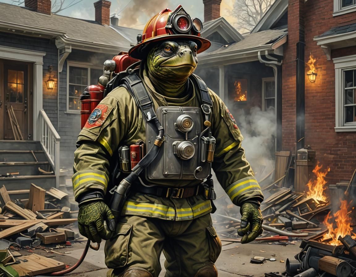 The turtle firefighter - AI Generated Artwork - NightCafe Creator