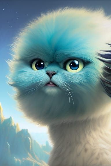 Turquoise fluffy monster - AI Generated Artwork - NightCafe Creator