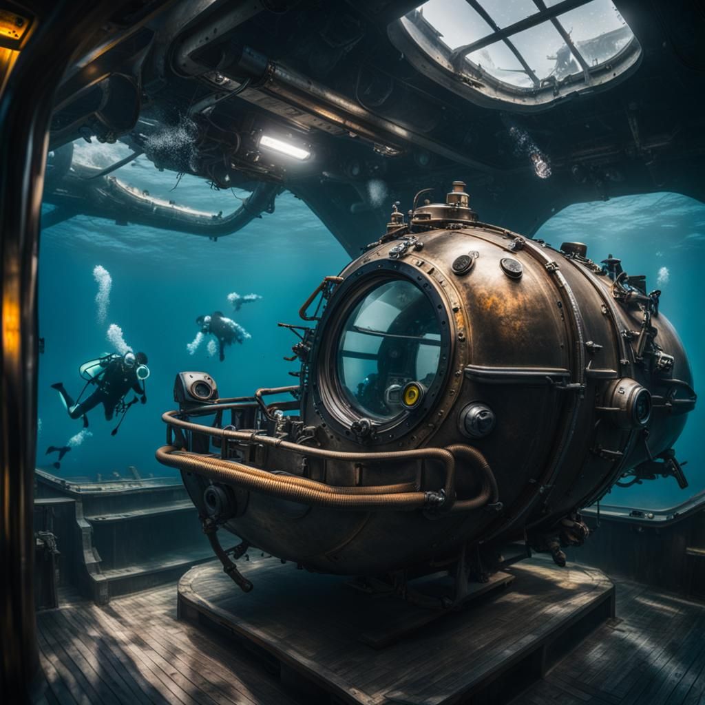 Diving pod deep sea diesel punk Jules vern - AI Generated Artwork ...