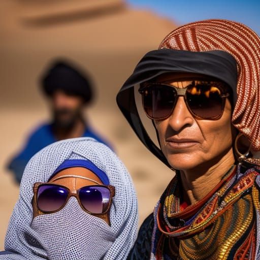 Bedouin women with shades - AI Generated Artwork - NightCafe Creator