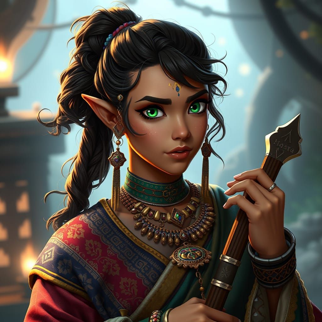 Realistic Fantasy Portrait of a Middle-Eastern Hal... - AI Art