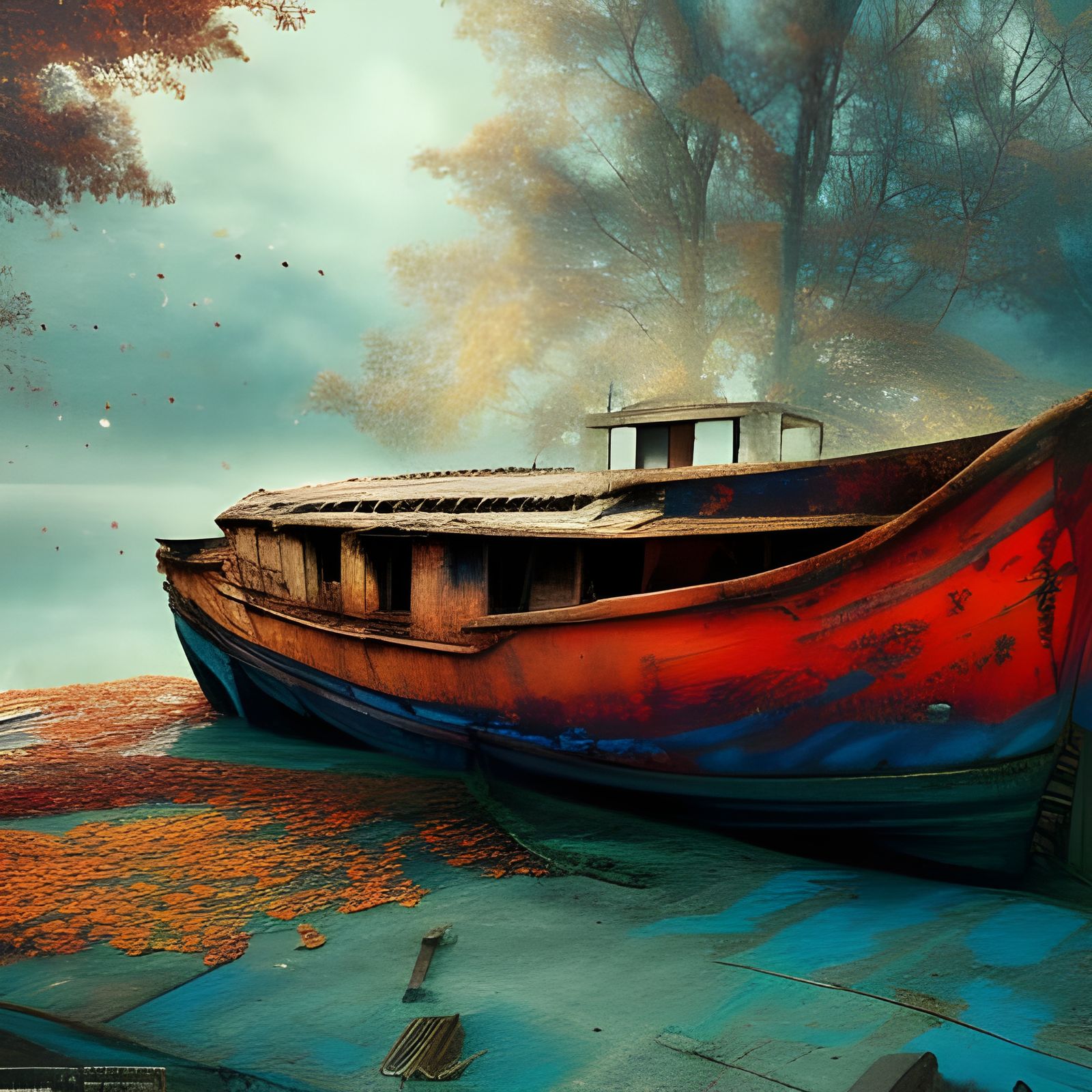 Old rusty boat - AI Generated Artwork - NightCafe Creator