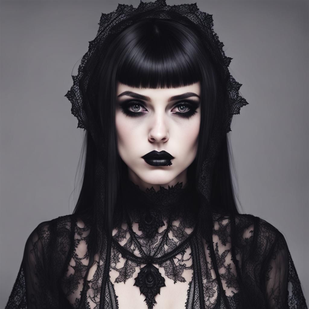 Goth Girl with Black Lace - AI Generated Artwork - NightCafe Creator