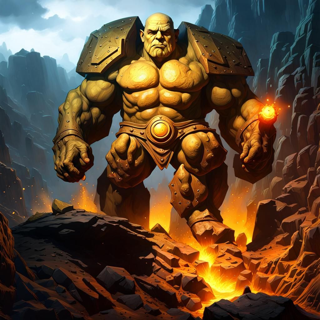 goliath rock stone golem, a masterpiece, 8k resolution, dark fantasy ...