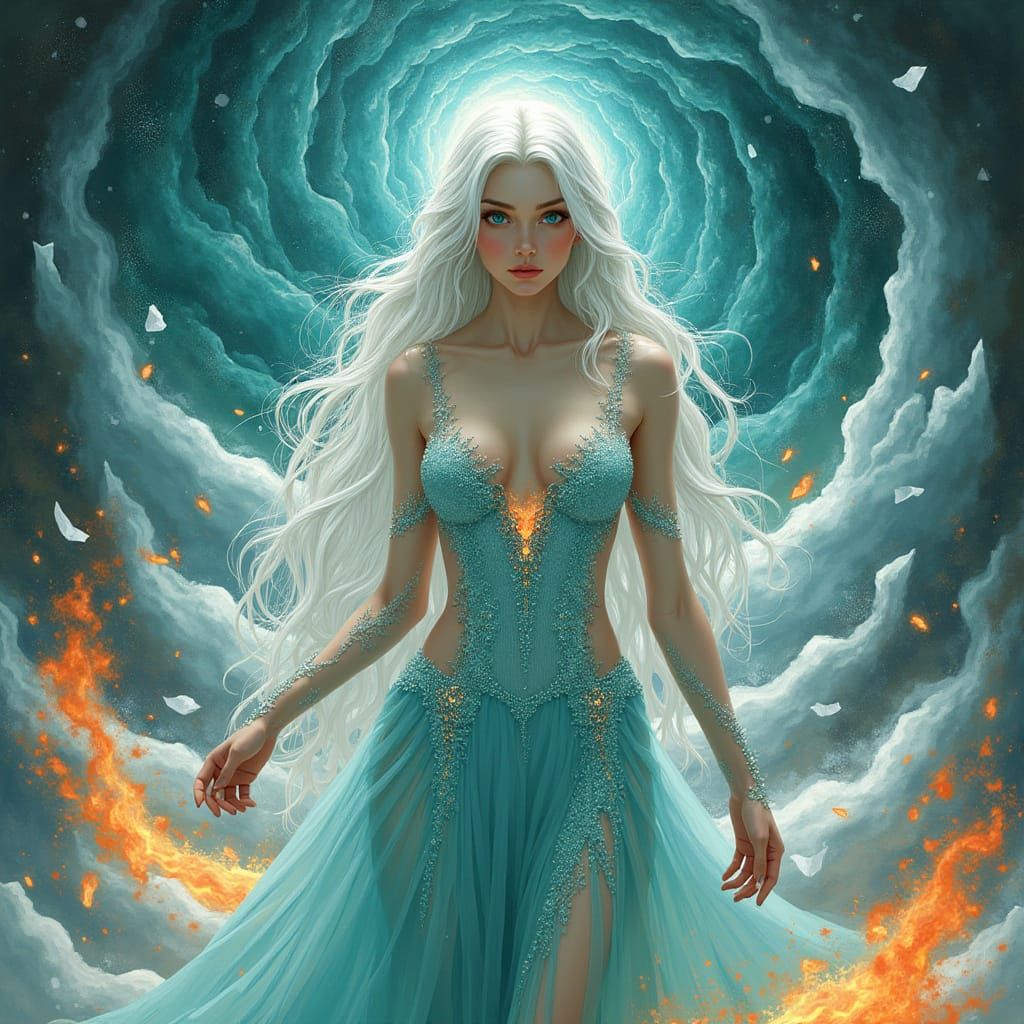 Goddess of ice and fire - Regal Goddess of Icy Flames in Fut...