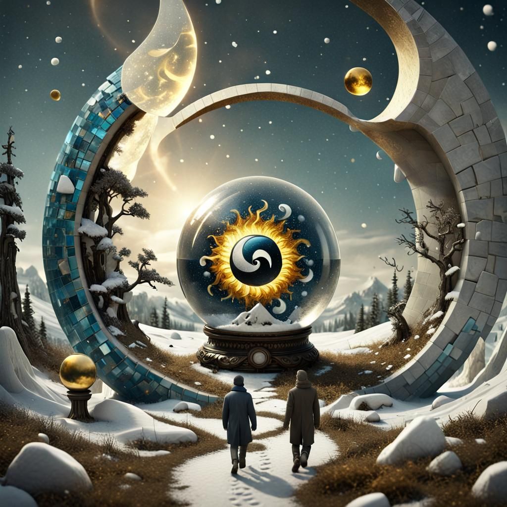 Infinity gate snow globe portal - AI Generated Artwork - NightCafe Creator