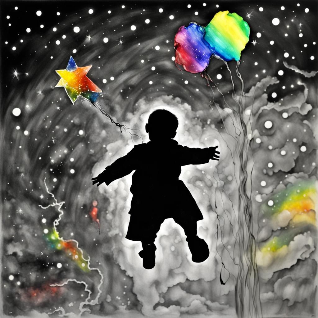 Dark emotions, It is rainy stars Water color, alcohol inks, go fly on ...