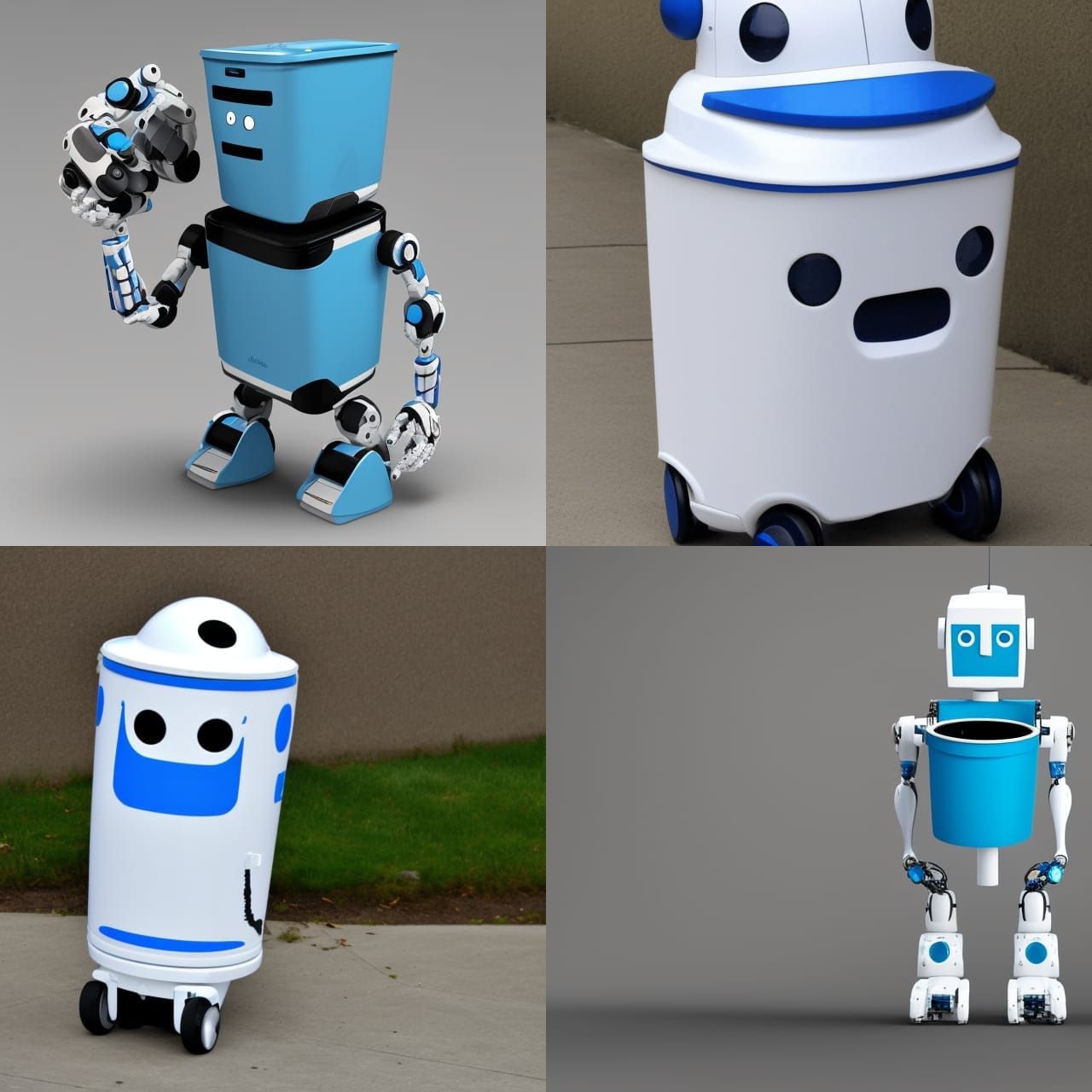 robot shaped like a trash can, a little squared off in places, mainly ...