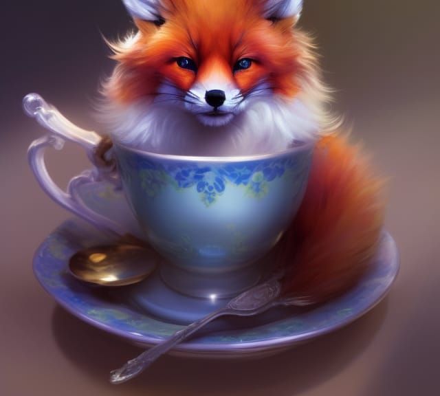 teacup fox - AI Generated Artwork - NightCafe Creator