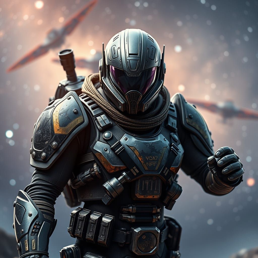 Spectacular Galactic Warrior in Hyper-Detailed Spa... - AI Art