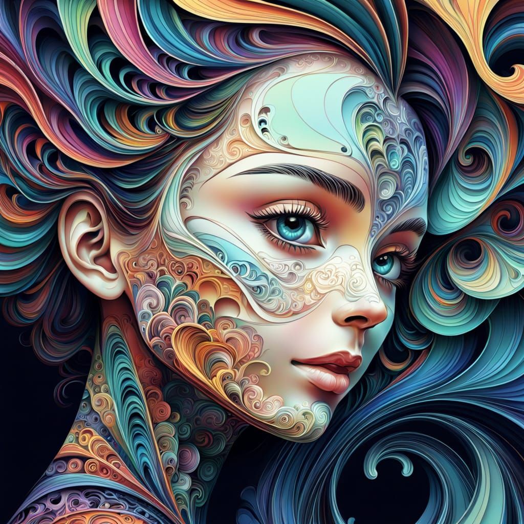 Fractal - Vibrant Abstract Fractal Portrait in Soft Pastel ...