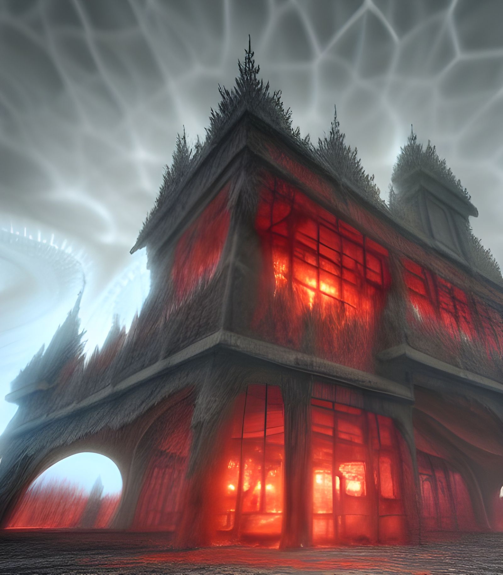 Hell Tentlacess from hell in highly detailed fractal storm and misty ...