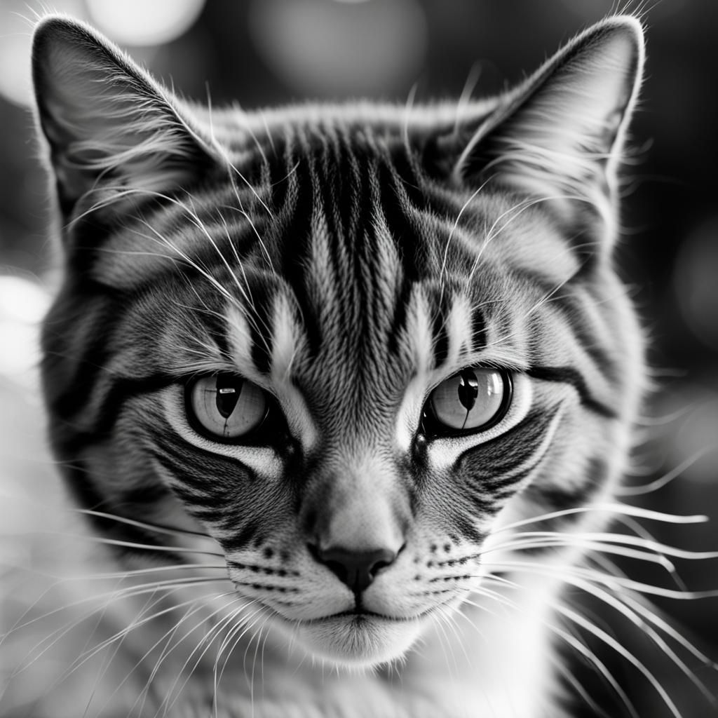 black and white realism photo of a cat - AI Generated Artwork ...