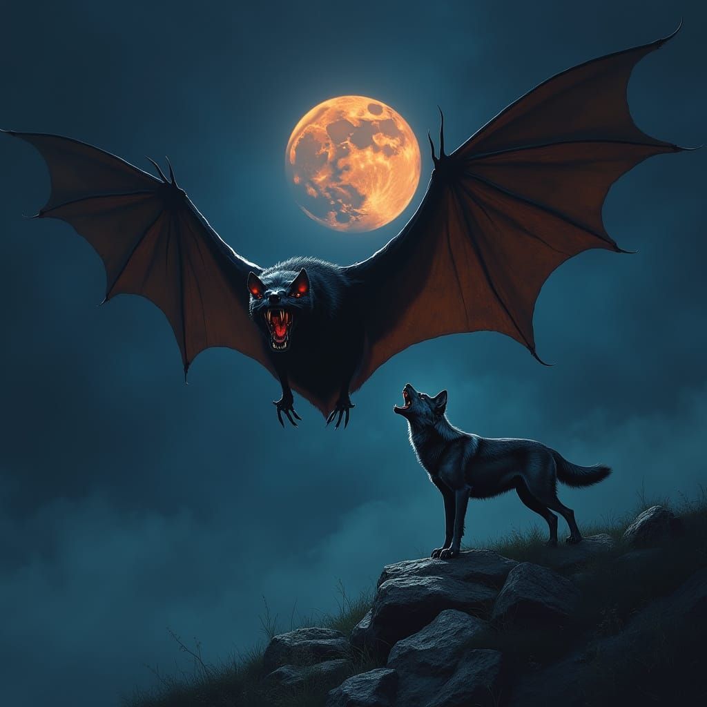 Colossal Bat in Dark Gothic Realism - AI Art