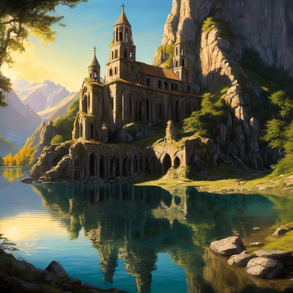 a painting of a ruins of an ancient church. 5 - AI Generated Artwork ...
