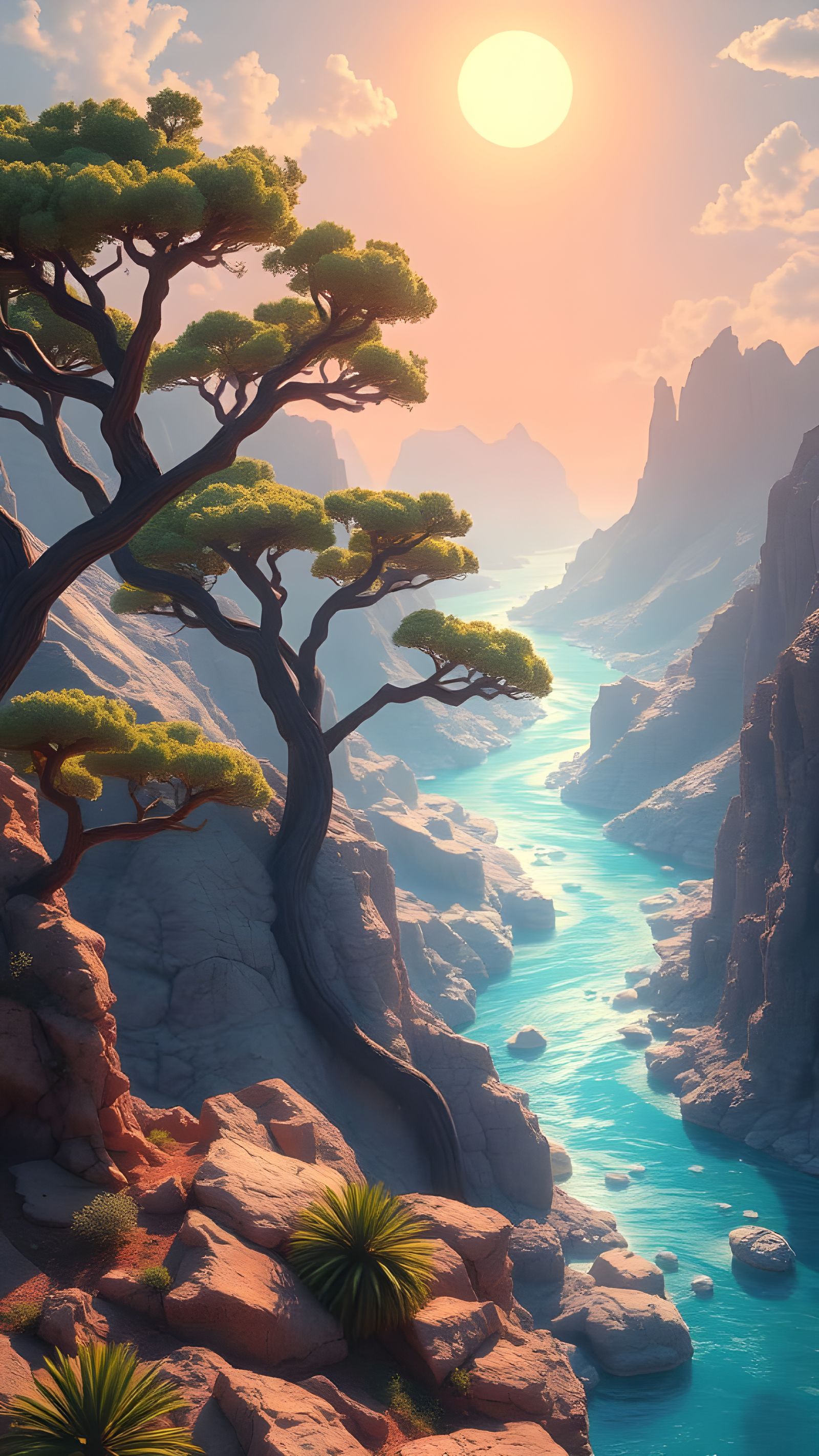 A beautiful river between rocks - Ethereal River Scene in Co...