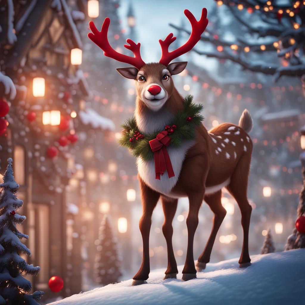 Rudolf the Red-Nose Reindeer 231202 - AI Generated Artwork - NightCafe ...