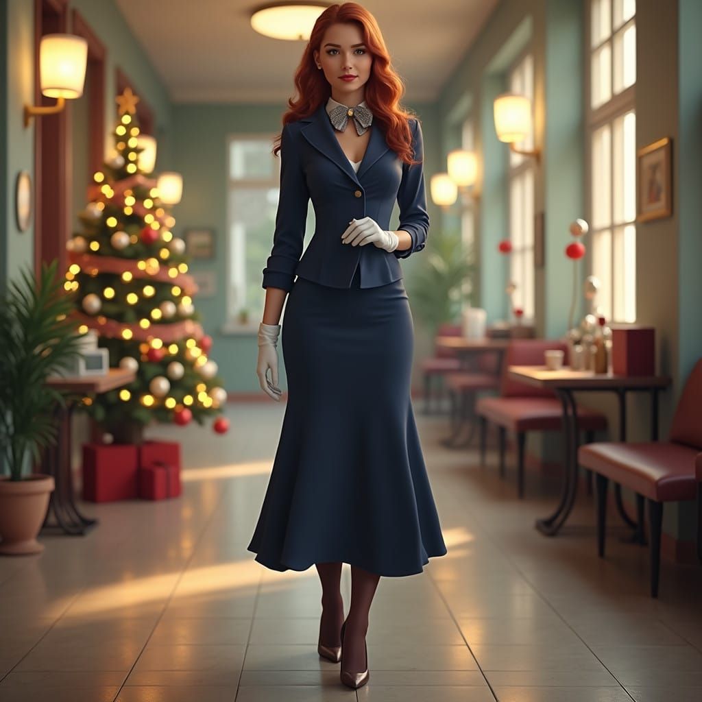 Warmly Christmas office area - Elegant Office Lady in Winter...