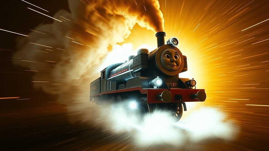Mechanical Thomas the Tank Engine travels at the speed of light