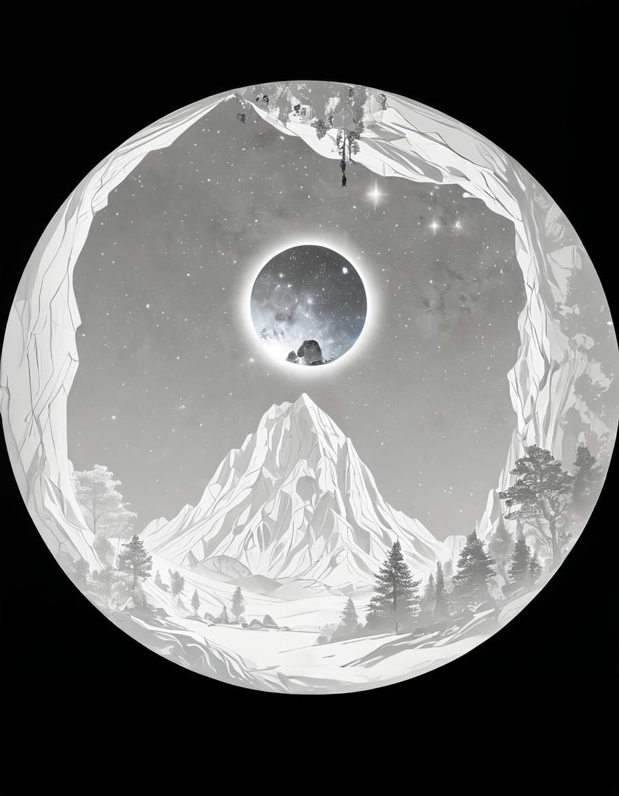 Inverted alternative reality and nature in a hollow shapes behind a ...