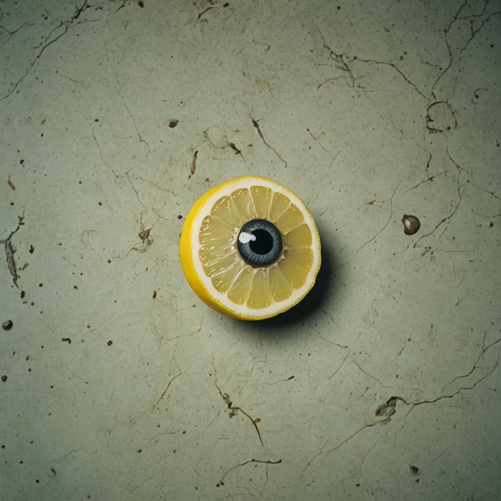 Lemon with realistic eyeball - AI Generated Artwork - NightCafe Creator