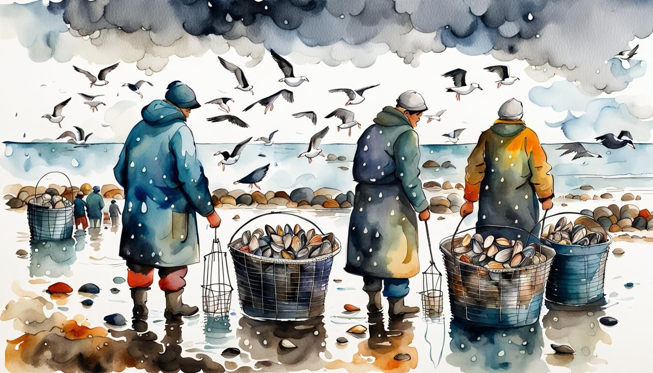 Hard Work Cycle #28 - The mussel farmers - AI Generated Artwork ...
