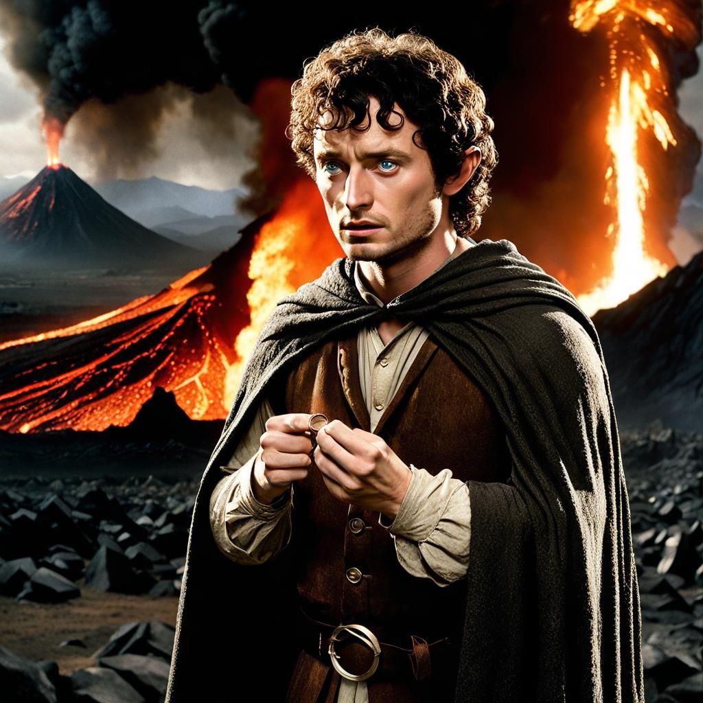 Frodo at the fires of Mount Doom - AI Generated Artwork - NightCafe Creator